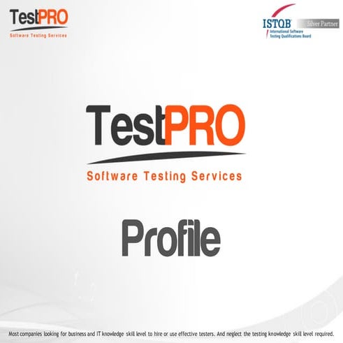 Specifications for Enterprise Testing