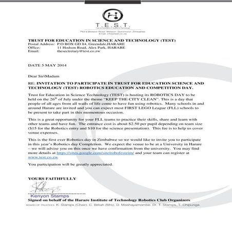 Test robofestzim schools invitation letter edited signed | PDF