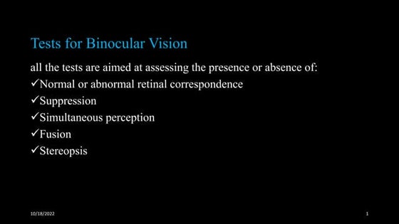 WORTH FOUR DOT TEST.pptx | Eye and Vision Conditions | Diseases and ...