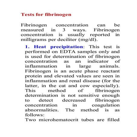 Tests for fibrinogen/ عملي دكتور عبد الامير / تشخيصات | DOCX