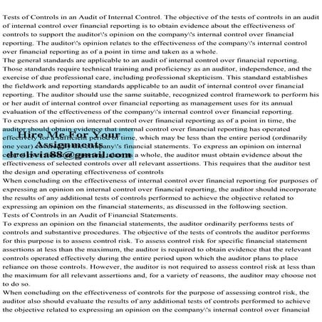 Tests of Controls in an Audit of Internal Control. The objective of .pdf