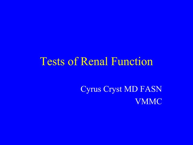 Renal Function Test | PPTX