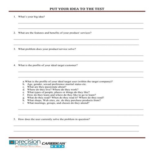 Test your idea questionnaire | DOCX