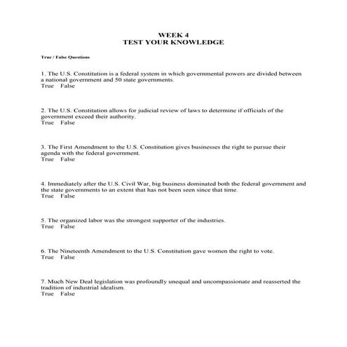 Week 4 Quiz - Test your knowledge | PDF