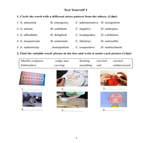 TEST YOURSELF 1 English 9 for middle school students.doc