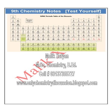 9th Chemistry Notes - Test Yourself (Malik Xufyan) | PDF