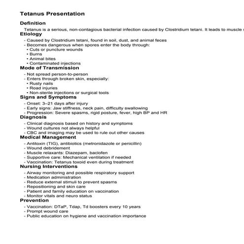 Tetanus_Presentation.pdfby ksjshsjsksksjjsjs | PDF