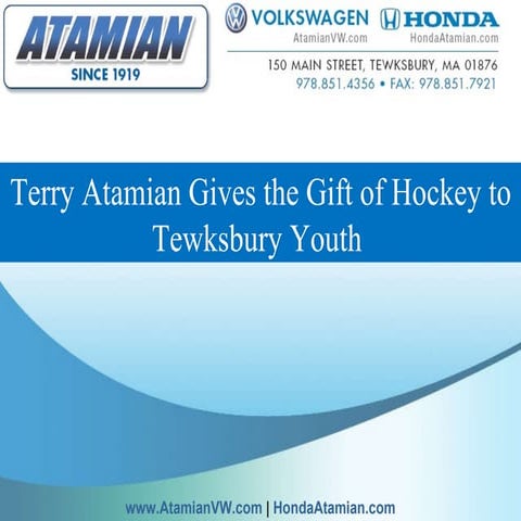Terry Atamian Gives the Gift of Hockey to Tewksbury Youth