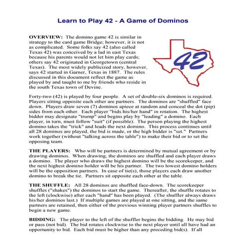 Texas 42 Dominos | PDF