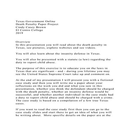 Texas Government OnlineDeath Penalty Paper ProjectCindy Case.docx
