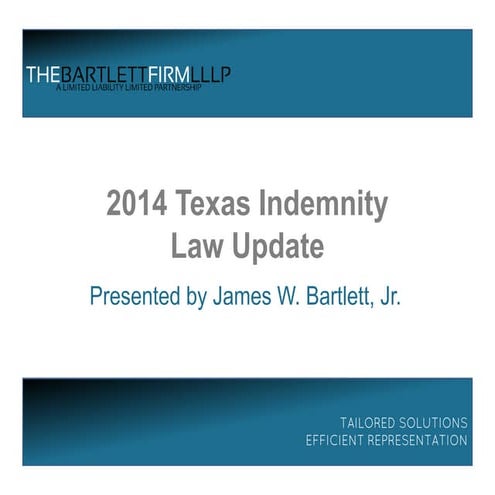 Texas Indemnity Law Update | PDF
