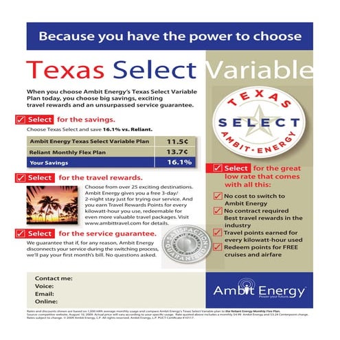 Texas Select Variable Reliant 081409 | PDF