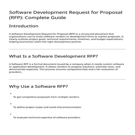 Software Development Request for Proposal (RFP): Complete Guide | PDF