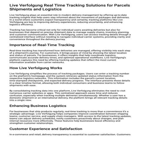 Live Verfolgung Real Time Tracking Solutions for Parcels Shipments and ...