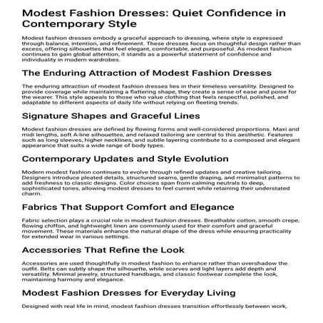 Modest Fashion Dresses: Quiet Confidence in Contemporary Style | PDF