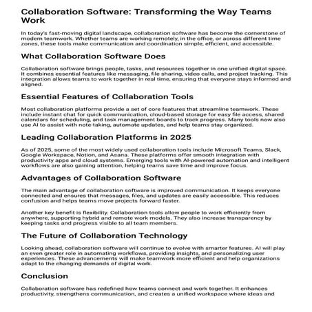 Collaboration Software: Transforming the Way Teams Work | PDF