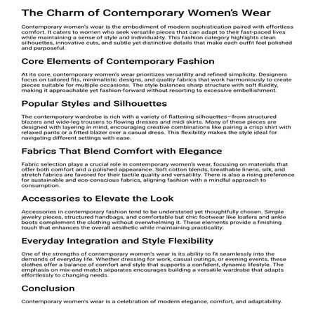 The Ultimate Charm of Contemporary Women’s Wear | PDF