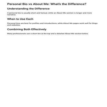 Personal Bio vs About Me: What’s the Difference? | PDF