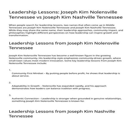Leadership Lessons: Joseph Kim Nolensville Tennessee vs Joseph Kim ...