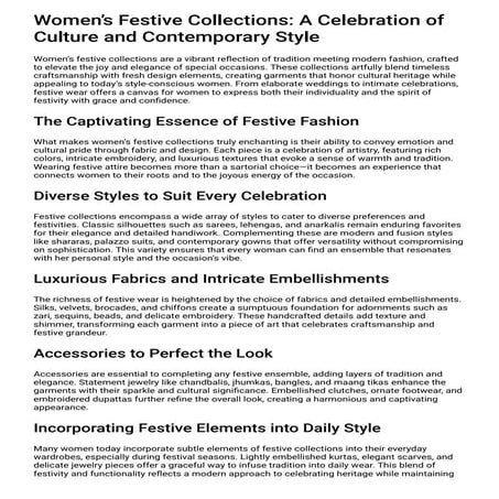 Women’s Festive Collections: A Celebration of Culture and Contemporary ...