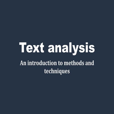 Text analysis: An introduction to methods and techniques | PDF