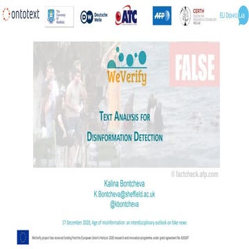 Text analysis for disinformation detection 17 dec 2020 | PPT | Free ...