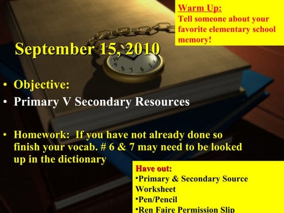 Textbook primary secondary sources 2010 intro - web | PPT