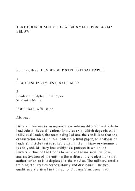 Army Leadership Styles | PDF | Executive Leadership & Management | Business