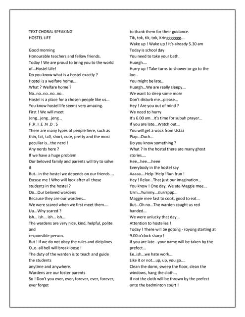 Types of choral speaking arrangement | PPTX