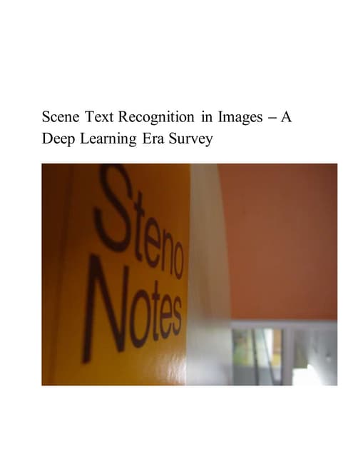 Scene Text Detection In Images A Deep Learning Survey Pdf Free Download