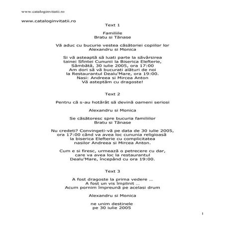 Texte invitatii nunta | DOC