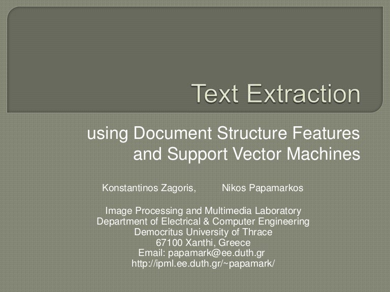 Text Extraction Using Document Structure Features And Support Vector 6595