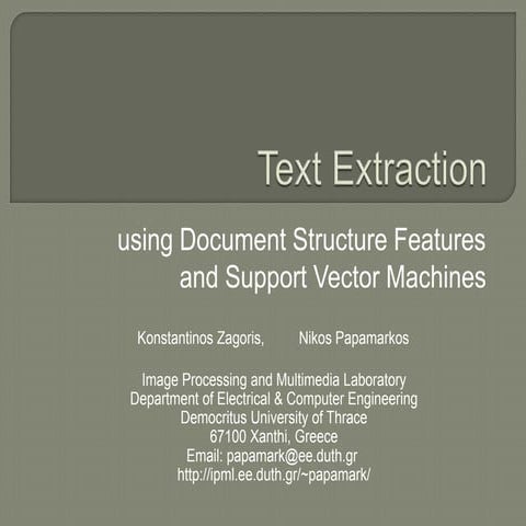 Text Extraction Using Document Structure Features And Support Vector 0996