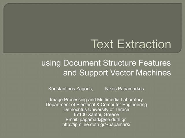 Text Extraction Using Document Structure Features And Support Vector 0996