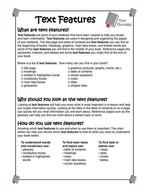 Text Features Chart | PDF