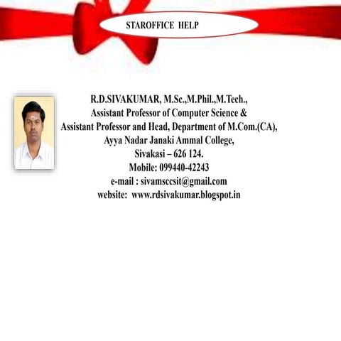Star Office Help - R.D.Sivakumar | PPT
