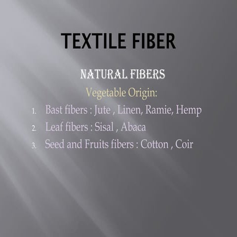 Textile Fiber Classification according to source | PPTX