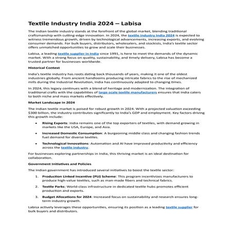 Textile Industry India 2024 – Labisa | PDF