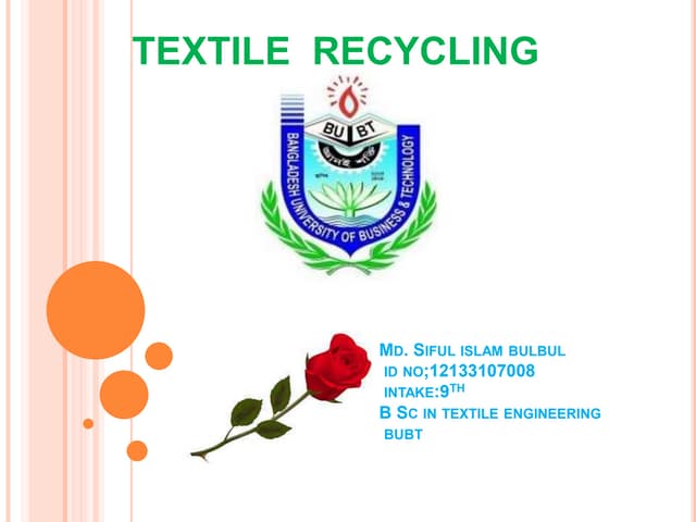 RECYCLING OF TEXTILE WASTE | PPTX