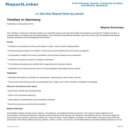 Textiles in Germany | PDF