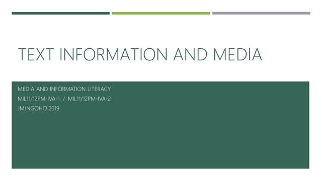 Text media and information | PPTX