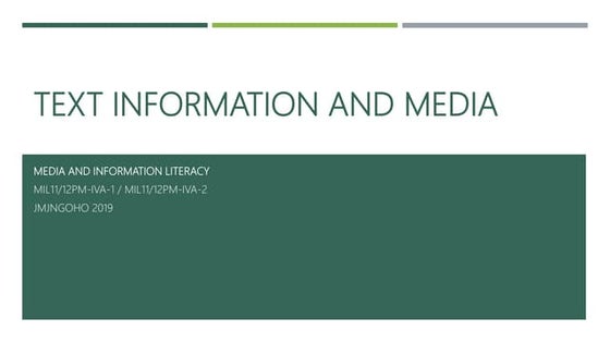 MEDIA AND INFORMATION LITERACY (MIL) | PPT