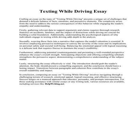 Texting While Driving Essay Outline. Trinity College of Nursing and ...