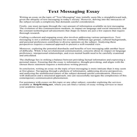 Text Messaging Essay. Advantage and Disadvantage Instant Messaging and ...