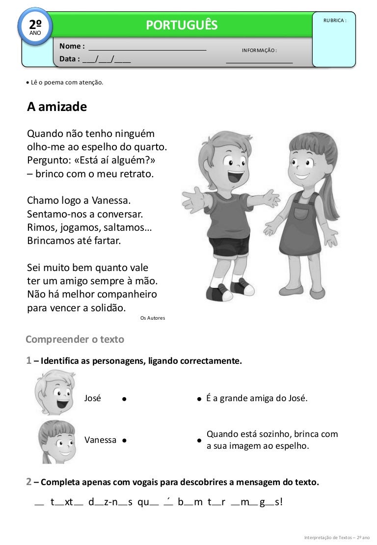Texto " A amizade"