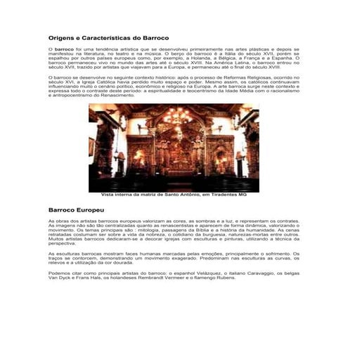 Texto Para As Fotos Do Barroco Prof | DOC