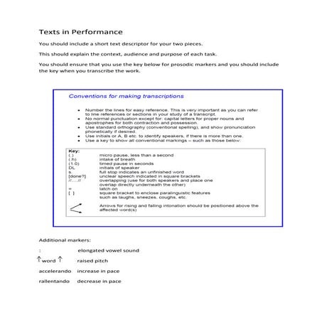 Texts in performance transcription key | PDF
