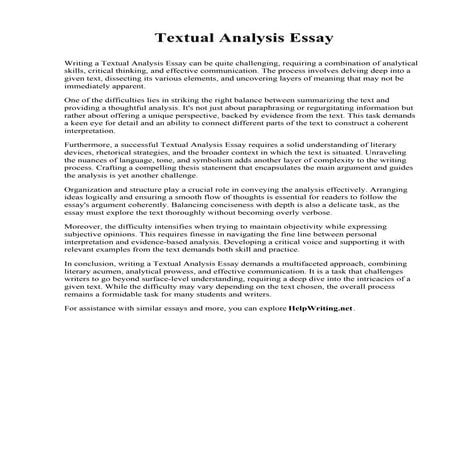 Textual Analysis Essay. United States Military Academy | PDF