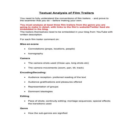 Textual analysis of film trailers | DOC
