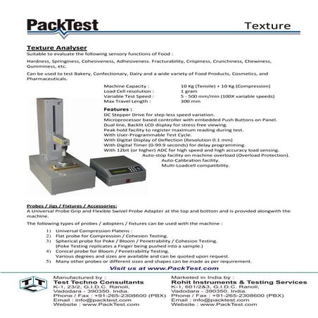 Texture analyser | PDF | Computer Peripherals | Computing